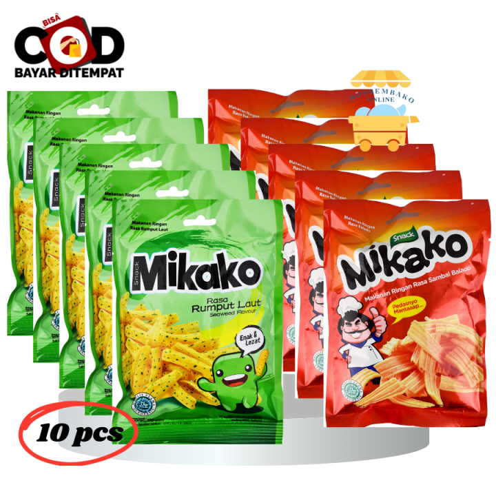 Mikako Snack Pack Isi 10 X 18gr Snack Aneka Rasa Rumput Laut Balado Mie ...