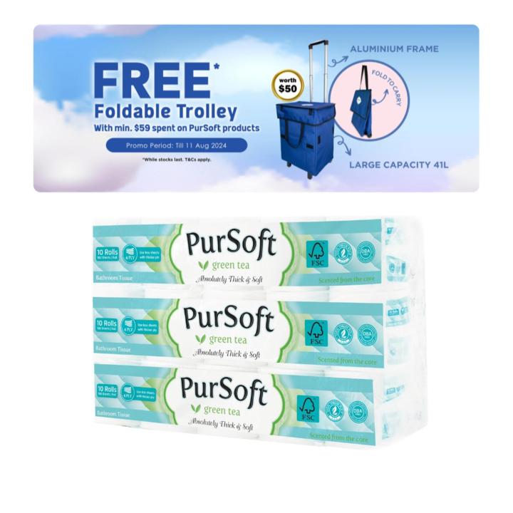 Pursoft Green Tea Scented Core 4-Ply Toilet Tissue - 30 Rolls | Lazada ...