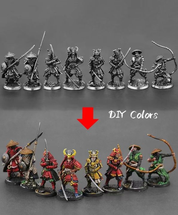 White Copper Japanese Shogunate Samurai Figurines Miniatures Vintage ...
