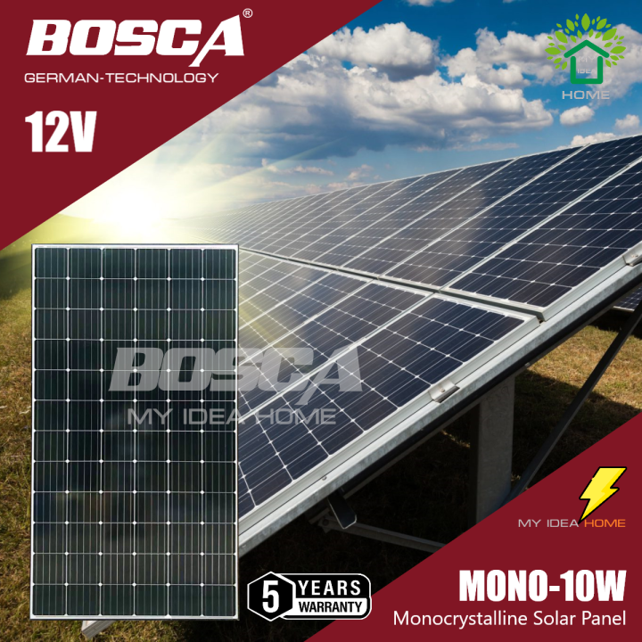 BOSCA 5 Year Warranty 10W Solar Panel Mono 10 Watt 12 Volt Pv Solar ...