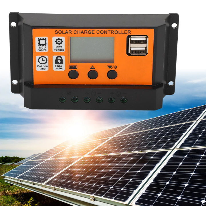 Solar Charge Controller 12V 24V Large LCD Screen Solar Panel Regulator ...