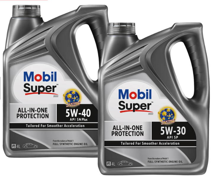 MOBIL SUPER 5W40 SN Plus / SUPER 5W30 SP Fully Synthetic Engine Oil (4L ...
