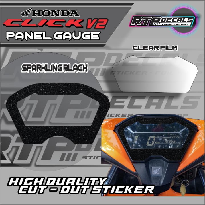V2 Sparkling Black Sticker Decal Honda Click Panel Gauge Protector ...