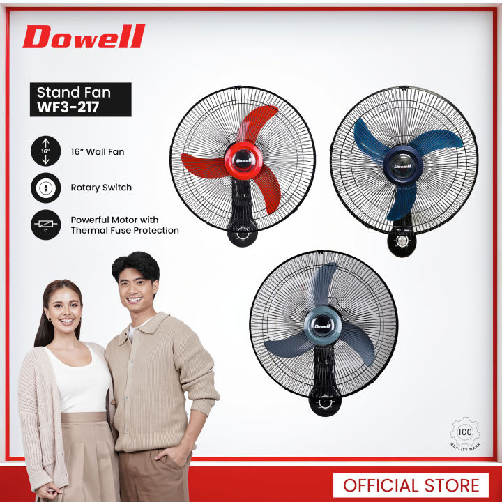 Dowell Wall Fan 3 Speed Electric Fan Rotary and Pull String Switch ...