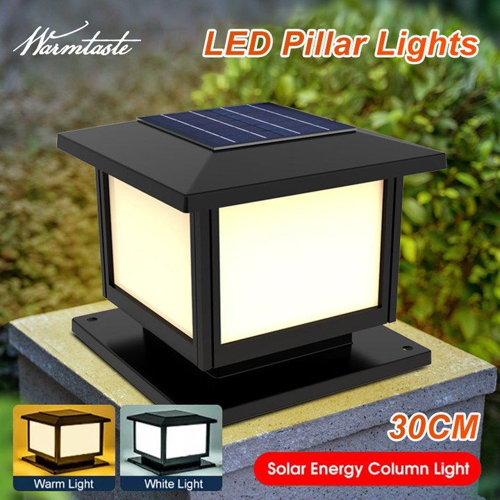 Warmtaste 30CM Led Solar Pillar Light Outdoor Waterproof Automatic ...