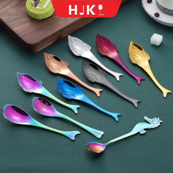 HJKL เหล็กกล้าไร้สนิม 304 วาฬ ขนมจีน ฮิปโปแคมปัส ช้อนไอศครีม ชากาแฟ ...