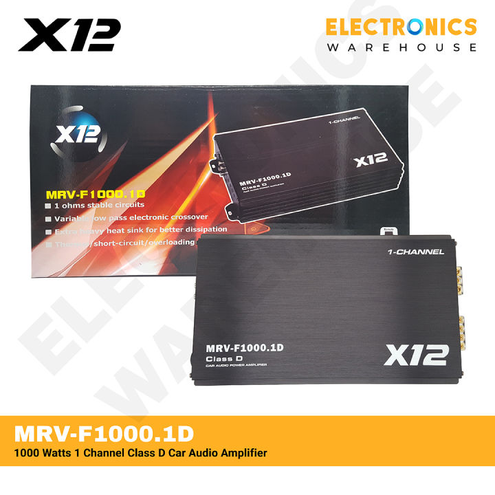 X12 MRV-F1000.1D 1000 Watts 1 Channel Class D Car Audio Amplifier ...
