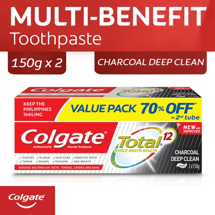 Colgate Total Charcoal Deep Clean Whole Mouth Health Toothpaste 150g Twin Pack | Lazada PH