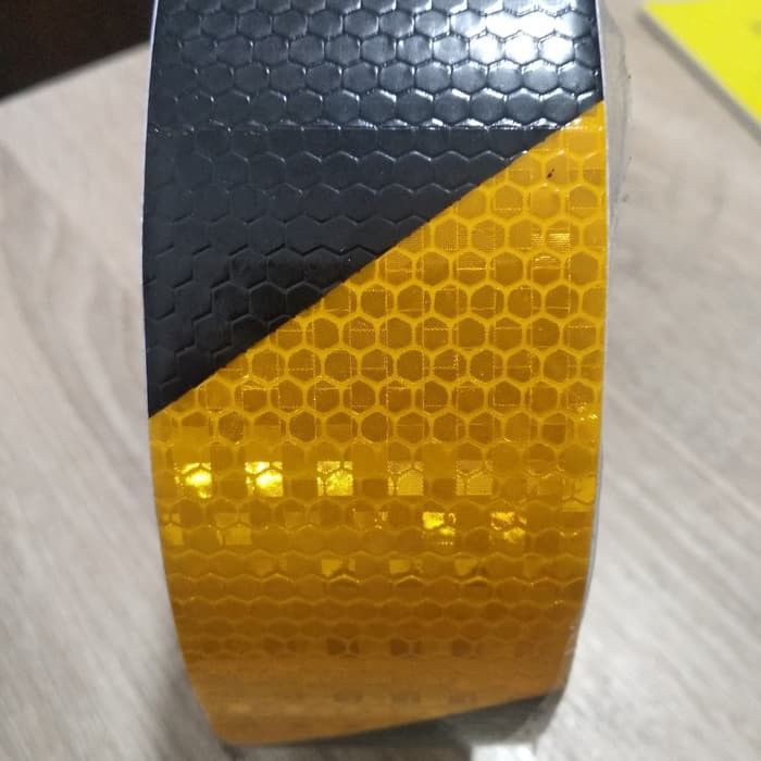 PVC Stiker Reflektor Kuning hitam 5cm x 45m | Lazada Indonesia