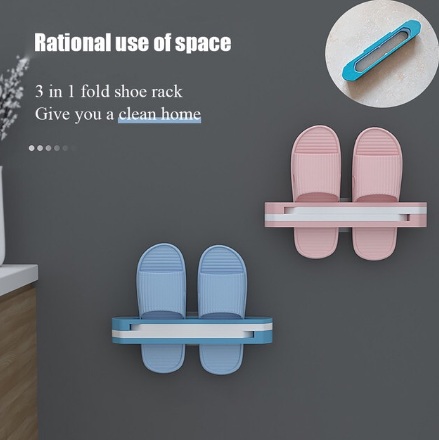 Slipper Organizer Rack Wall Mounted Folding Slippers Holder Footwear ...