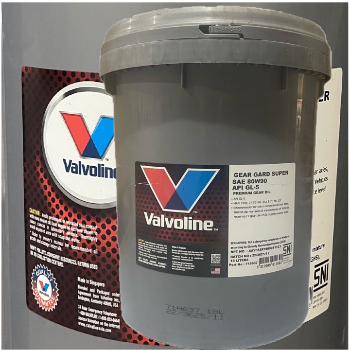 VALVOLINE™ GEAR GARD SUPER SAE 80W-90 GL-5 18Litre (718637) | Lazada ...
