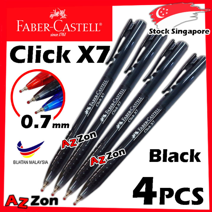Faber Castell Click X7 Ball Pen (Black) 0.7mm Needle Point Retractable Super Smooth1422 Faber ...