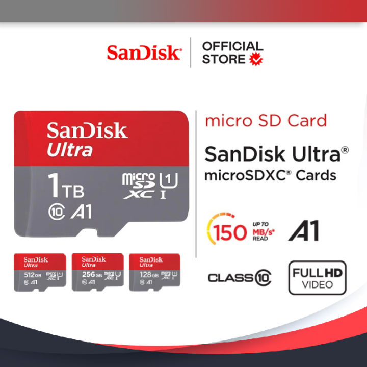 SanDisk 128GB 256GB 400GB 512GB 1TB Ultra Micro SDXC A1 Series UHS-I Class 10 up to 150MB/s ...