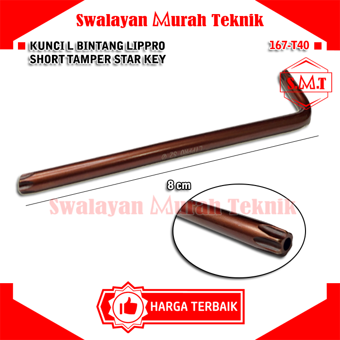 LIPPRO 167-T40 Kunci L Bintang Pendek Lubang Short Tamper Star Key ...