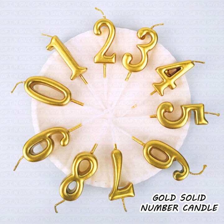 Golden Solid Number Candle Cake Topper Cake Decoration Birthday Party ...