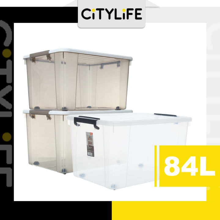 Citylife 84L Stackable Storage Box With Wheels Plastic Storage Box ...