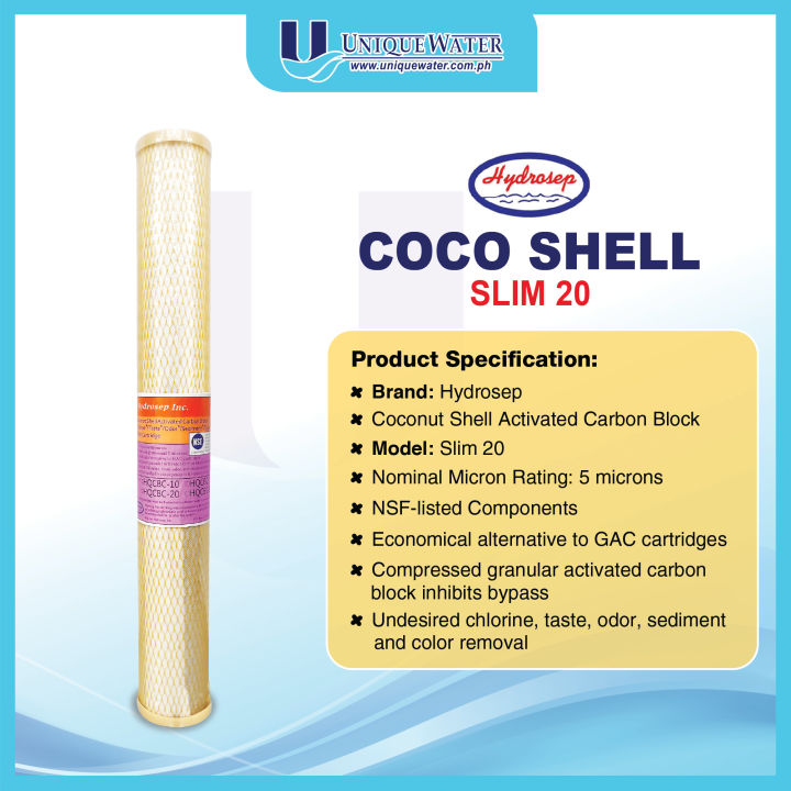 HYDROSEP Carbon Filter (Coco Shell) Slim 20 inches | Lazada PH