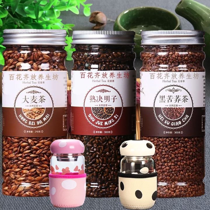 Three cans of barley tea tartary buckwheat tea black tartary buckwheat ...