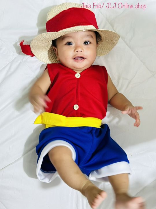 Onepiece Monkey D Luffy costume cosplay outfit for boys baby milestone ...