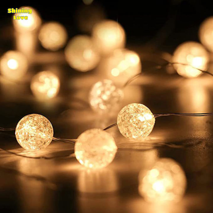 ShiningLove Waterproof String Lights Crystal Crackle Ball Lights Indoor ...