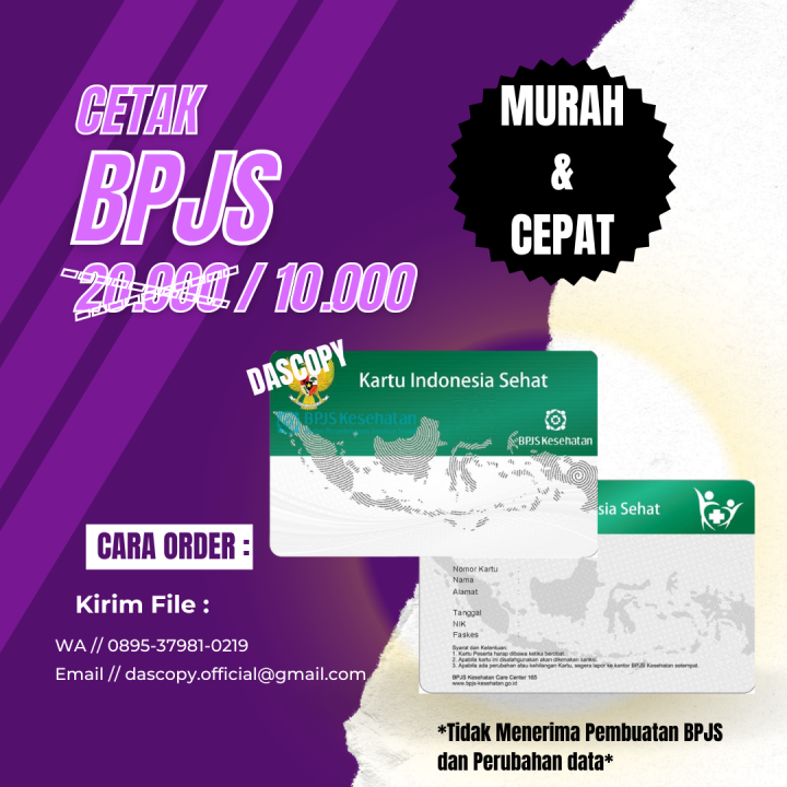 Cetak Kartu BPJS/KIS Bahan PVC | Lazada Indonesia