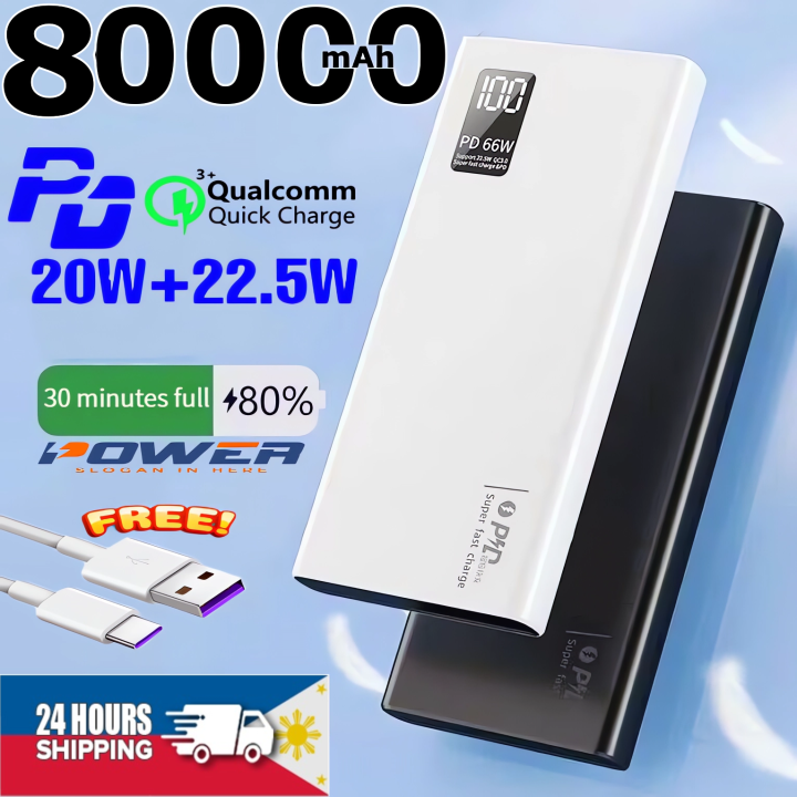 66W power bank 800000mAh original Fast charging powerbank heavy duty ...