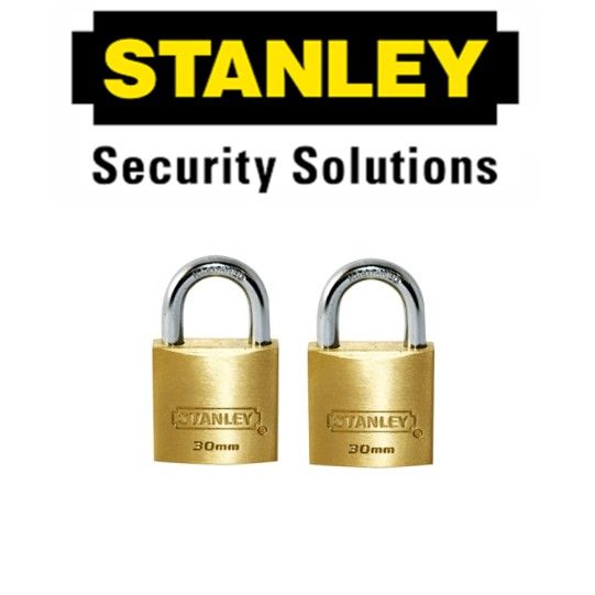 STANLEY STANDARD SHACKLE KEY ALIKE BRASS PADLOCK S827-405 30MM LOCK ...
