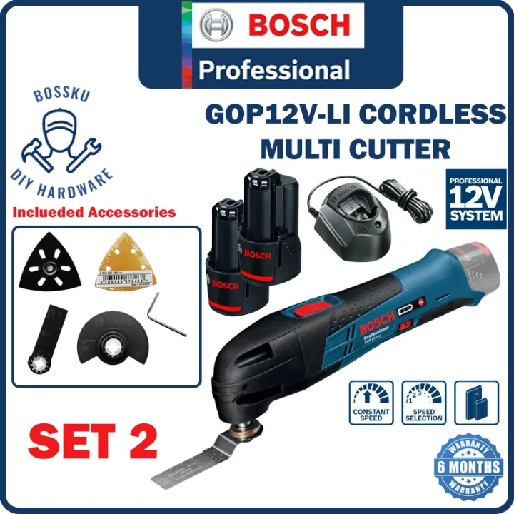 BOSCH 12V GOP12V-Li Cordless Multi Cutter Pemotong Kayu Besi Tile ...
