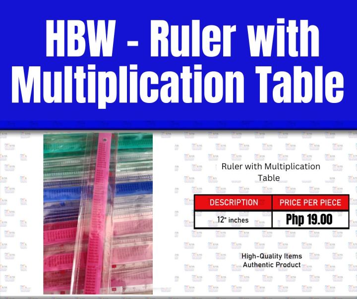 HBW Ruler with Multiplication Table | Lazada PH