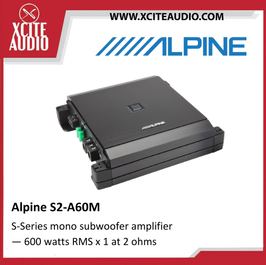 Alpine S2-A60M S-Series mono subwoofer amplifier — 600 watts RMS x 1 at ...