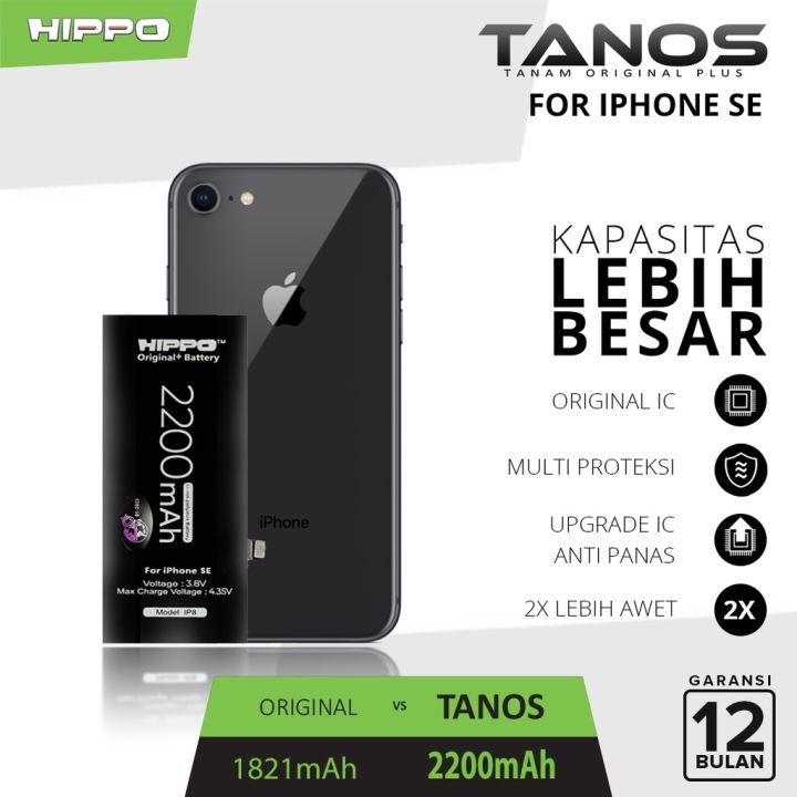 ( HIPPO BATTERY )- Hippo Baterai TANOS iPhone SE 2020 Original+ 2200mAh ...