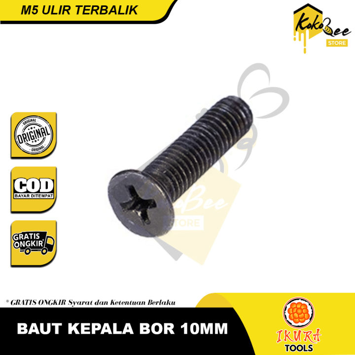 Baut kepala bor 10mm M5 ulir terbalik - Baut mur cordless drill 10 mm ...