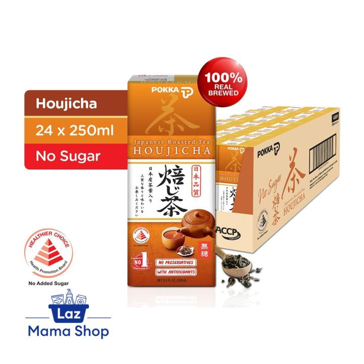 Pokka Houjicha Japanese Roasted Green Tea No Sugar 250ML x 24 - Case ...