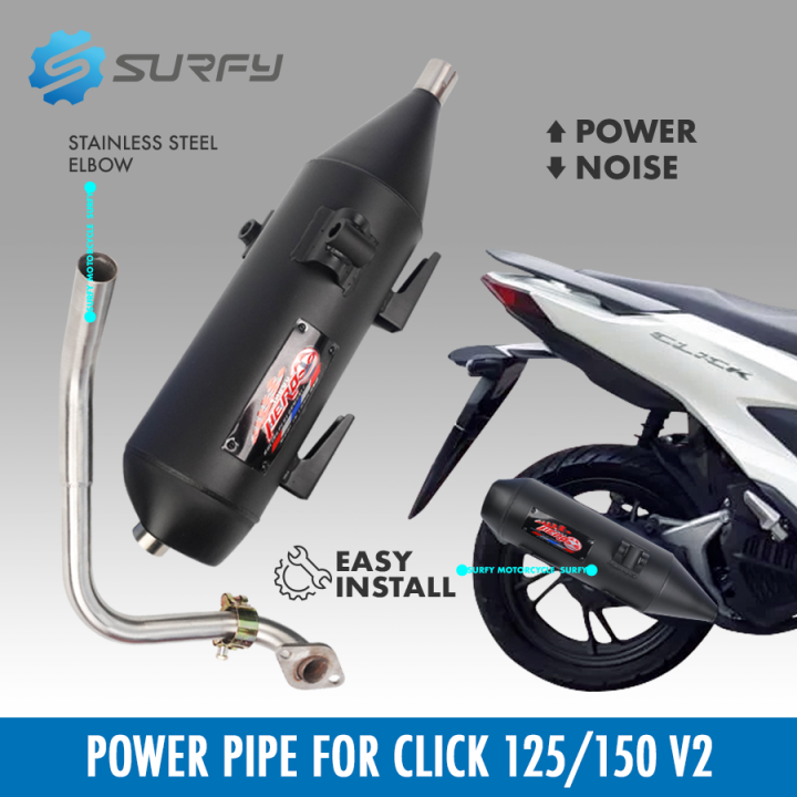 Racing Hero Pipes Muffler V4 Set For Click 125/150 Power Pipes With Stainless Elbow From ...