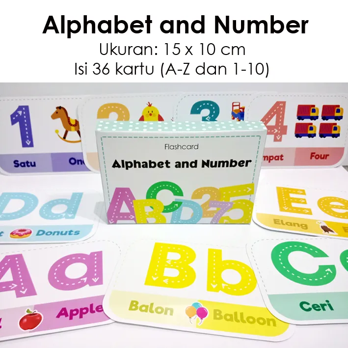 Jumbo Flashcard Alphabet and Number / Flash Card belajar menulis huruf ...