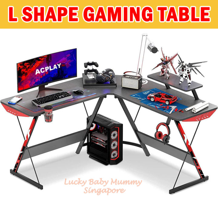 [Local Seller] Carbon Fiber L Shape Gaming Table / Desk / Study Table ...