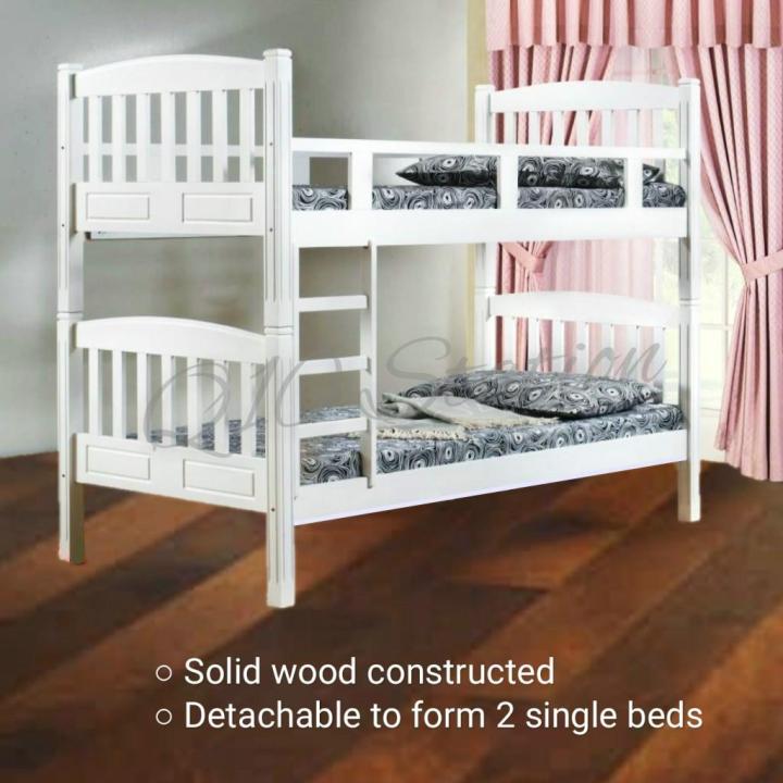 Q 10 Solid Wood Single Double Decker Bed / Solid Wood Bunk Bed With ...