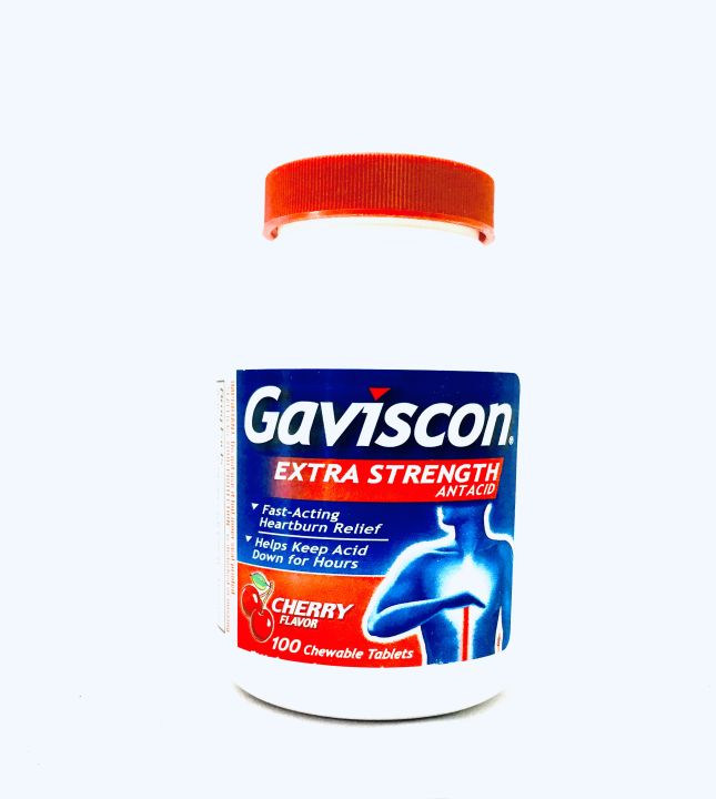 Gaviscon Extra Strength Antacid ( CHERRY FLAVOR )100 Chewable Tablets ...