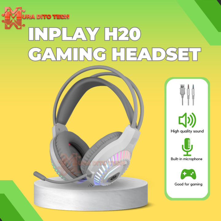 INPLAY H20 Gaming Headset RGB Light Noise Cancellation Wired Headphone ...