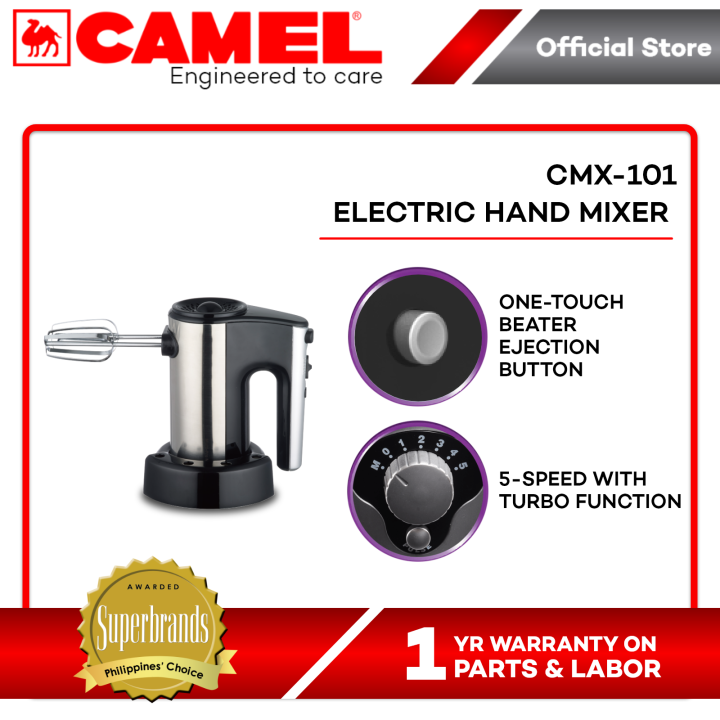 Camel CMX-101 5-Speed Stainless Steel Hand Mixer with Turbo Function ...