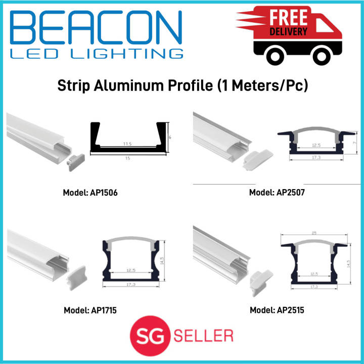 BEACON LED (2pcs in 1 price) 1 meters Aluminium Profile for LED Strip ...