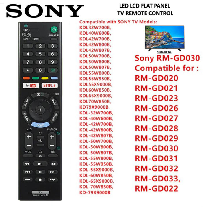 RMT-TX300P Universal Remote Control for SONY TV Bravia Smart LCD LED ...