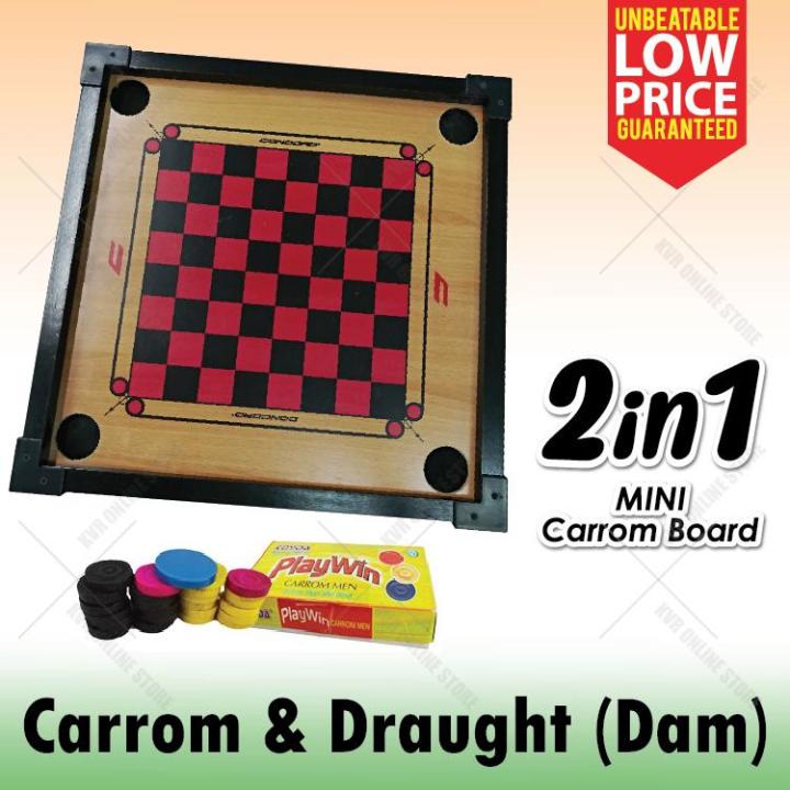 (Mini) 2in1 Wooden Carrom Board Draught Dam Haji Papan Karom With ...
