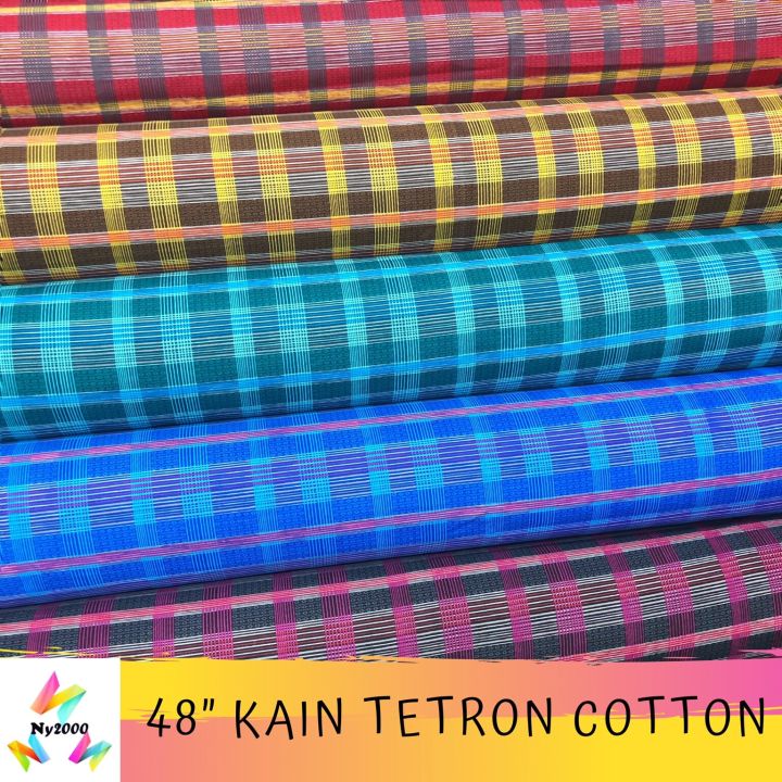 Kain Tetron Cotton TC (35% Cotton 65% Polyester) Corak Garisan Songket ...