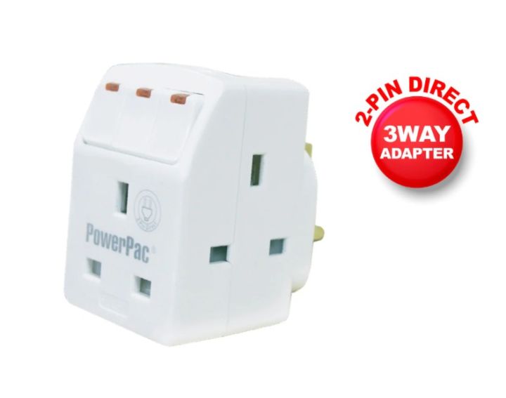 3 Way Adapter with 3-Pin Plug 3 Pin Sockets With Individual Switches ...