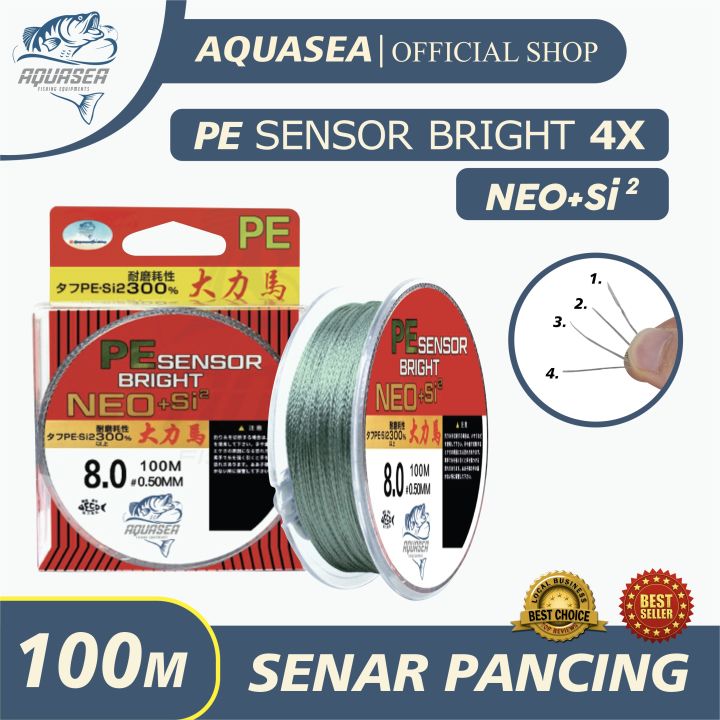 AQUASEA - Tali Pancing 100m Senar Pancing PE Sensor Bright Warna Hijau ...