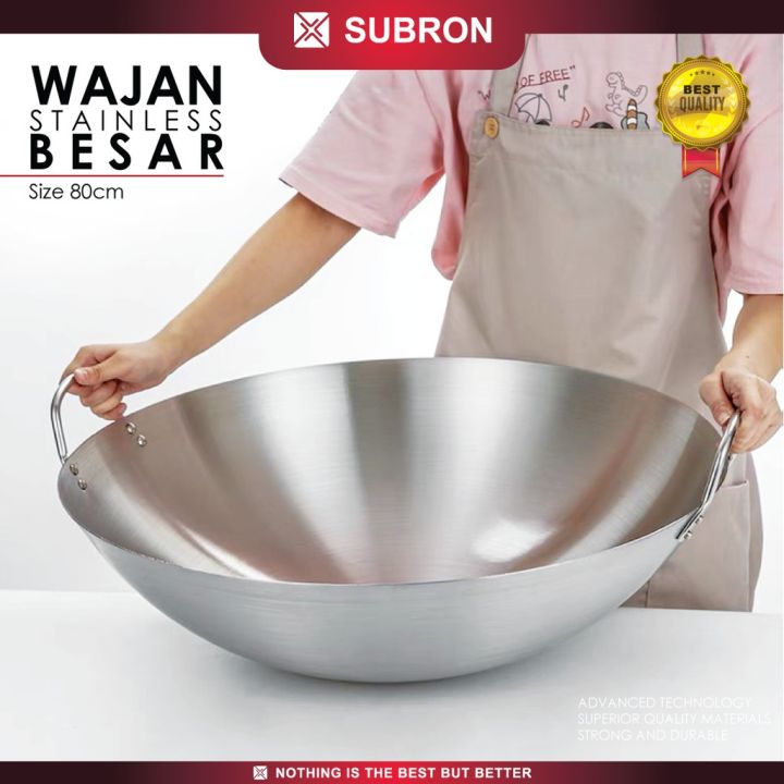 SUBRON Wajan Besar Stainless 70cm 75cm 80cm Kuali Wok Tebal ...