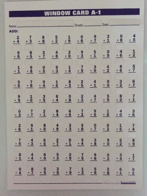 MATH PRACTICE WINDOW CARD SERIES 1 (ADDITION,SUBTRACTION,MULTIPLICATION ... MATH PRACTICE WINDOW CARD SERIES 1 (ADDITION,SUBTRACTION,MULTIPLICATION ...