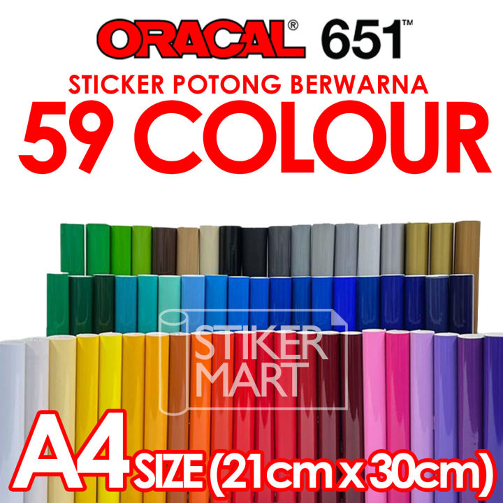 Oracal 651 Sticker A4 Size - Coloured Sticker Car Sticker Signage Sticker Outdoor Sticker Cameo ...