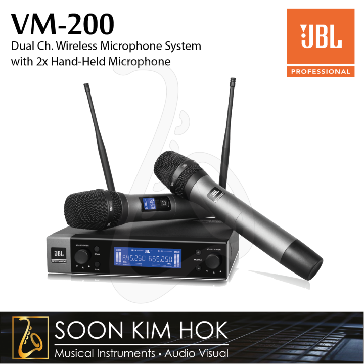 JBL VM-200 Dual Channel UHF Karaoke Wireless Microphone System With 2 X ...